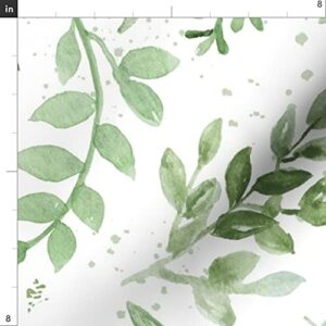 Spoonflower Fabric - Watercolor Leaves Pattern Eucalyptus Sage Green Greenery Printed on Petal Signature Cotton Fabric by The Yard - Sewing Quilting Apparel Crafts Decor