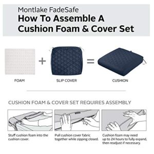 Classic Accessories Montlake FadeSafe Water-Resistant 25 x 27 x 5 Inch Rectangle Outdoor Quilted Seat Cushion, Patio Furniture Chair Cushion, Navy