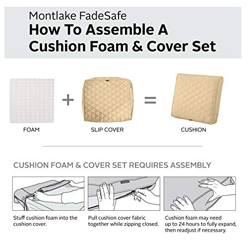 Classic Accessories Montlake FadeSafe Water-Resistant 54 x 18 x 3 Inch Outdoor Quilted Bench Cushion, Patio Furniture Swing Cushion, Chamomile