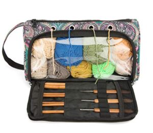 pacmaxi yarn storage knitting organizer carrying yarn holder lightweight yarn storage bag portable knitting organizer for cotton yarns, crochet hooks, knitting needles(up to 10 inch)(bag only) (blue)