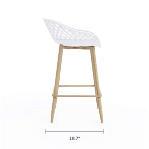 Kurv Counter Stool, Set of 2, White, Indoor/Outdoor, Patio Stools, Bar Stools