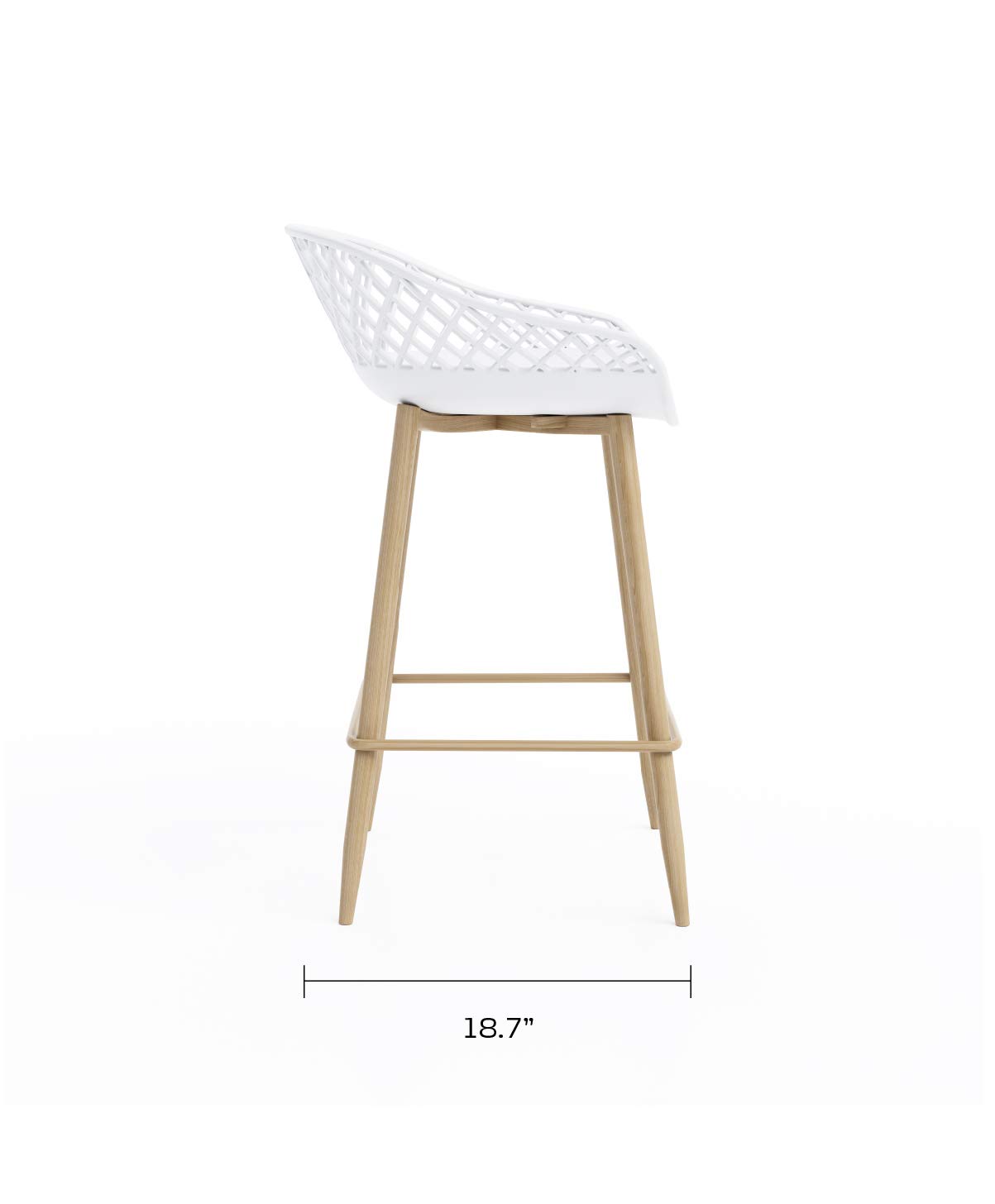 Kurv Counter Stool, Set of 2, White, Indoor/Outdoor, Patio Stools, Bar Stools