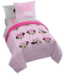 jay franco minnie mouse faces 5 piece twin bed set (offical disney product)