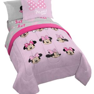 Jay Franco Minnie Mouse Faces 5 Piece Twin Bed Set (Offical Disney Product)