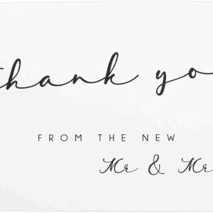 GSM Brands Thank You Cards for Wedding (Mr and Mrs Theme) - 100 Cards with Envelopes