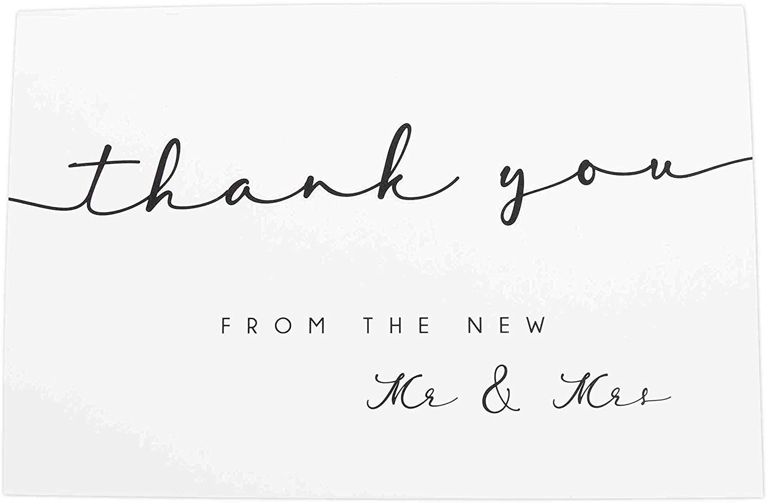 GSM Brands Thank You Cards for Wedding (Mr and Mrs Theme) - 100 Cards with Envelopes