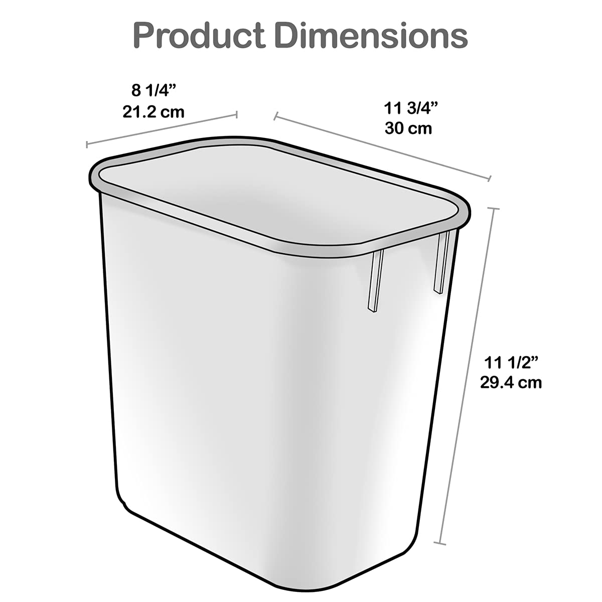 Acrimet Wastebasket, Deskside Bin, 3.25 Gallon/13 Quart/12 Liter (Plastic) (Black Color) (Set of 8)