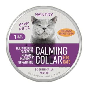 sentry pet care sentry calming collar for cats, long-lasting pheromone collar helps calm cats for 30 days, reduces stress, helps calm cats from anxiety, loud noises, and separation, 1 count