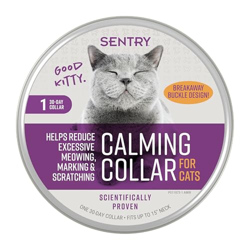 SENTRY PET Care Sentry Calming Collar for Cats, Long-Lasting Pheromone Collar Helps Calm Cats for 30 Days, Reduces Stress, Helps Calm Cats from Anxiety, Loud Noises, and Separation, 1 Count