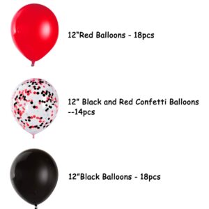 Aimto Black and Red Confetti Balloons Great for Wedding/Birthday/Baby Shower/Quinceanera/Graduation Party Decorations Supplies,12 Inch–Pack of 50