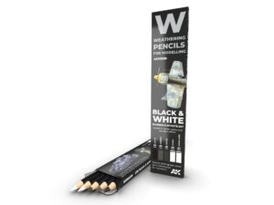 ak interactive weathering pencil set ak10039 black and white colours shading and effects set.