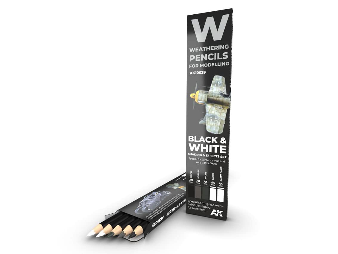 AK Interactive Weathering Pencil Set AK10039 Black and White Colours Shading and Effects set.