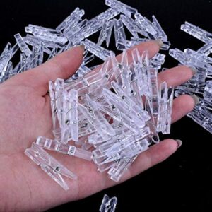 50PCS Clear Plastic Mini Spring Hanging Clips Clamps Holder Clothing Pins Paper Photos Clothes Line Clip Clothespins Clip Hanger Clips Laundry Clothespins(3.5cm x 0.7cm x 1cm)