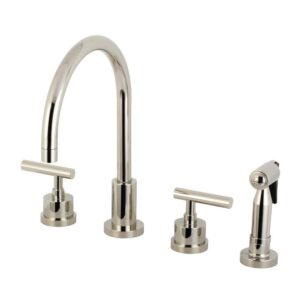 kingston brass ks8726cmlbs manhattan widespread kitchen faucet, polished nickel