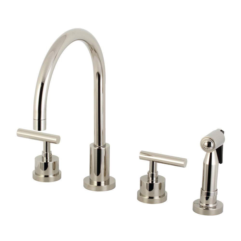 Kingston Brass KS8726CMLBS Manhattan Widespread Kitchen Faucet, Polished Nickel