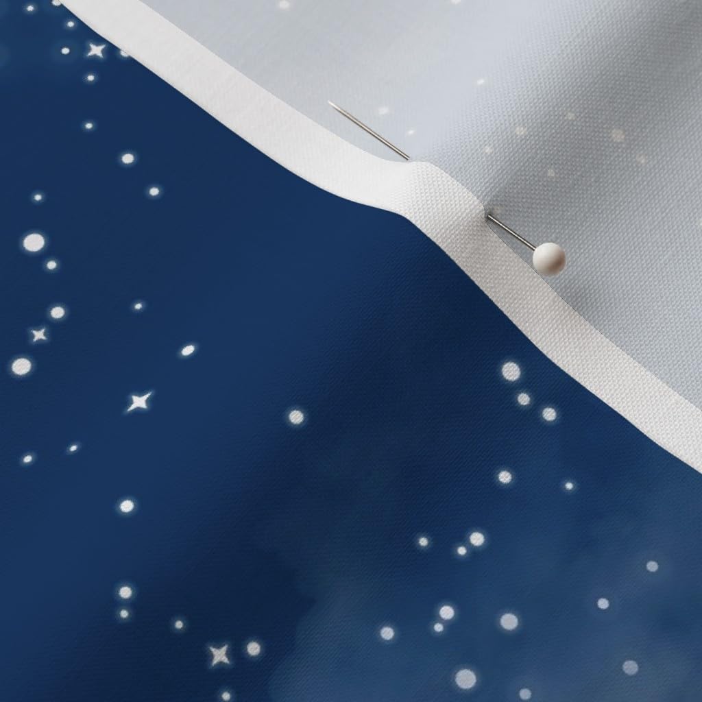 Spoonflower Fabric - Blue Stars Nature Clouds Night Sky Constellations Summer Navy Fabric Printed on Petal Signature Cotton Fabric by The Yard - Sewing Quilting Apparel Crafts Decor