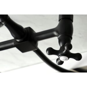 Kingston Brass KS1260AXBS Heritage Bridge Kitchen Faucet, Matte Black