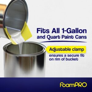 FoamPRO 61-5 Paint Can Spout, 5 Pack | One Size Fits All Pint, Quart & Gallon Painting Cans | All In One Pouring Accessory, Paint Brush Holder & Wiper | Paint Bucket Attachment With Yellow Mixing Tips