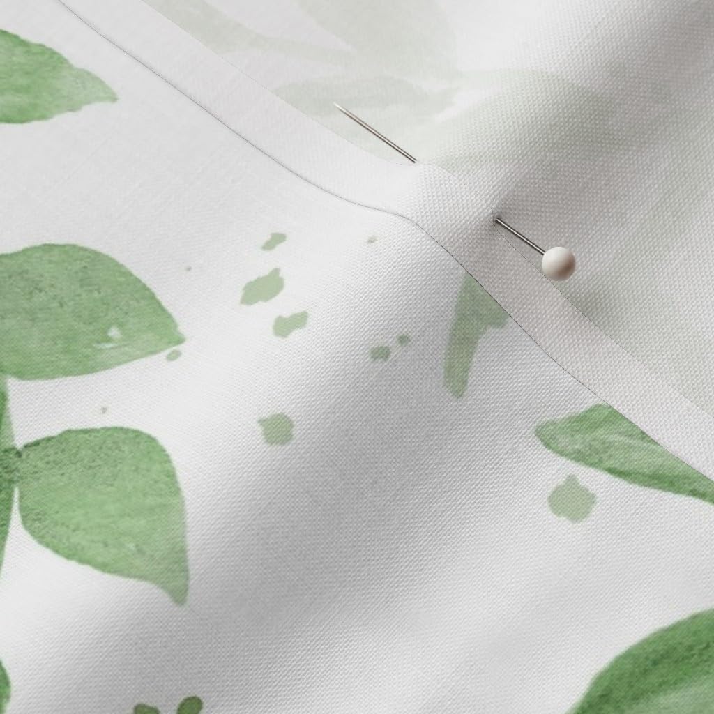 Spoonflower Fabric - Watercolor Leaves Pattern Eucalyptus Sage Green Greenery Printed on Petal Signature Cotton Fabric by The Yard - Sewing Quilting Apparel Crafts Decor