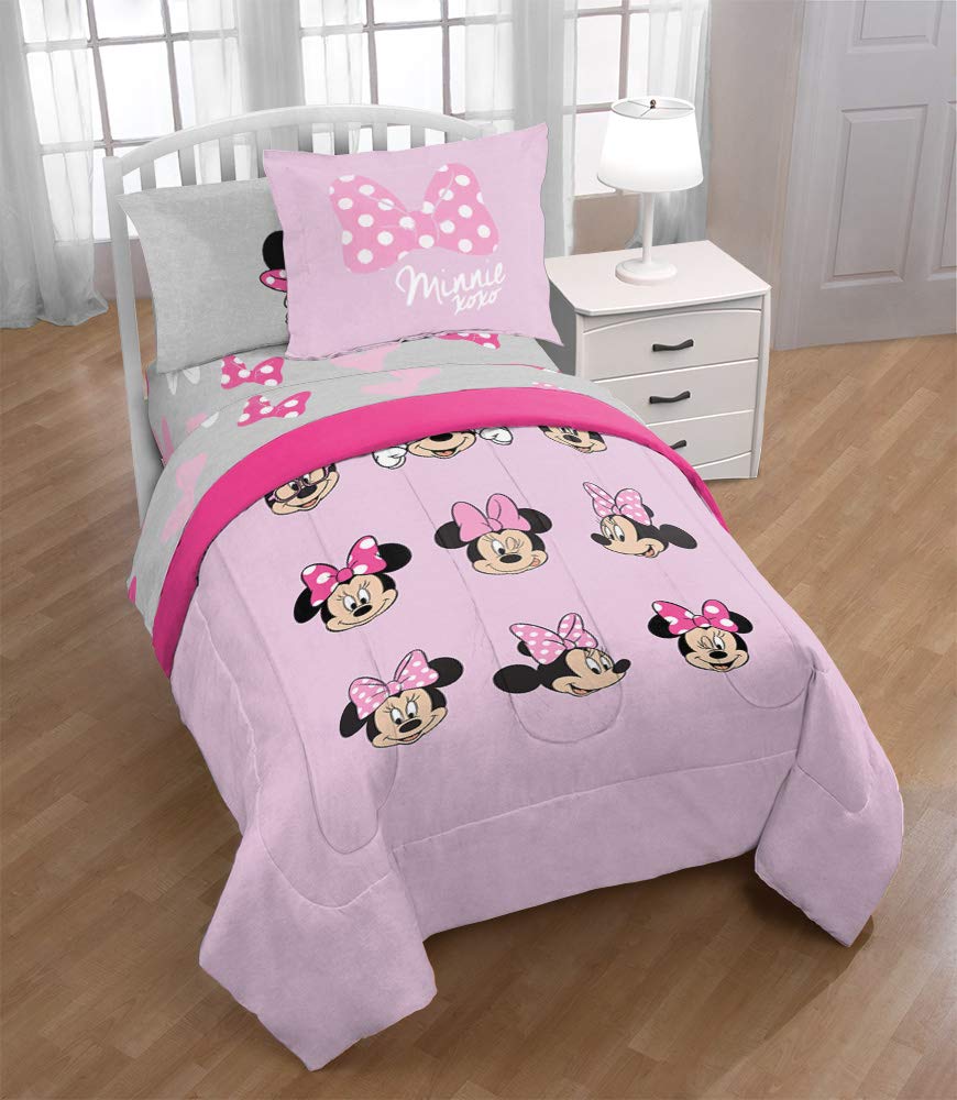 Jay Franco Minnie Mouse Faces 5 Piece Twin Bed Set (Offical Disney Product)