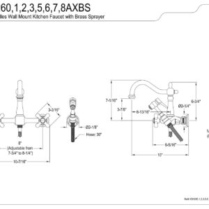 Kingston Brass KS1260AXBS Heritage Bridge Kitchen Faucet, Matte Black