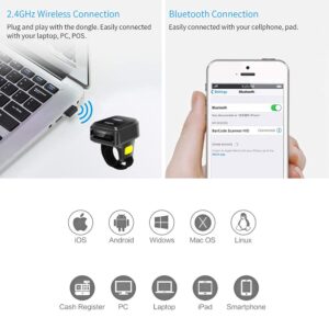 2D Bluetooth Ring Barcode Scanner,Symcode Wearable Wireless Finger Mini Bar Code Reader Scanner