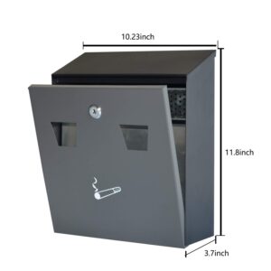 Wall-Mounted Cigarette Disposal Tower - Commercial Ashtray - Black (Large)