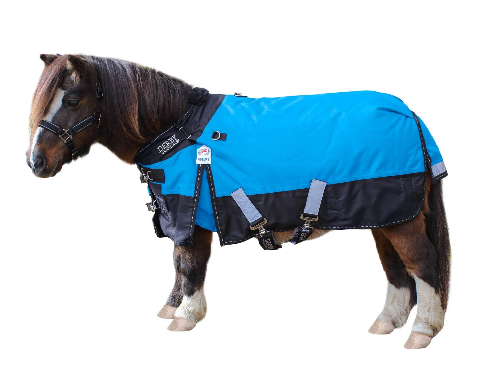 Derby Originals Nordic Tough 1200D Ripstop Waterproof Reflective All Season Mini Horse Pony Turnout Rain Sheet, Electric Blue, 48"