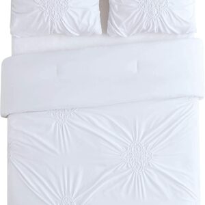 Christian Siriano Georgia Rouched Duvet Set Queen and Full, White