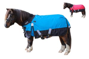 derby originals nordic tough 1200d ripstop waterproof reflective all season mini horse pony turnout rain sheet, electric blue, 48"