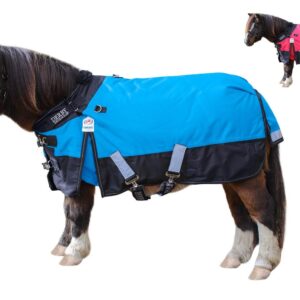 Derby Originals Nordic Tough 1200D Ripstop Waterproof Reflective All Season Mini Horse Pony Turnout Rain Sheet, Electric Blue, 48"