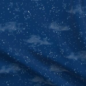 Spoonflower Fabric - Blue Stars Nature Clouds Night Sky Constellations Summer Navy Fabric Printed on Petal Signature Cotton Fabric by The Yard - Sewing Quilting Apparel Crafts Decor