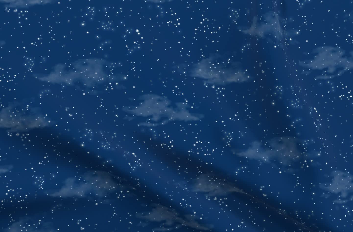 Spoonflower Fabric - Blue Stars Nature Clouds Night Sky Constellations Summer Navy Fabric Printed on Petal Signature Cotton Fabric by The Yard - Sewing Quilting Apparel Crafts Decor