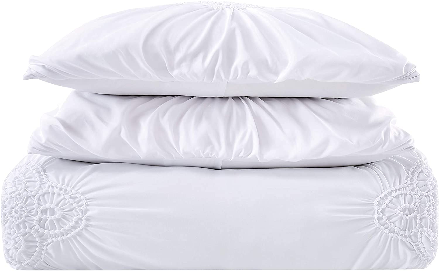 Christian Siriano Georgia Rouched Duvet Set Queen and Full, White