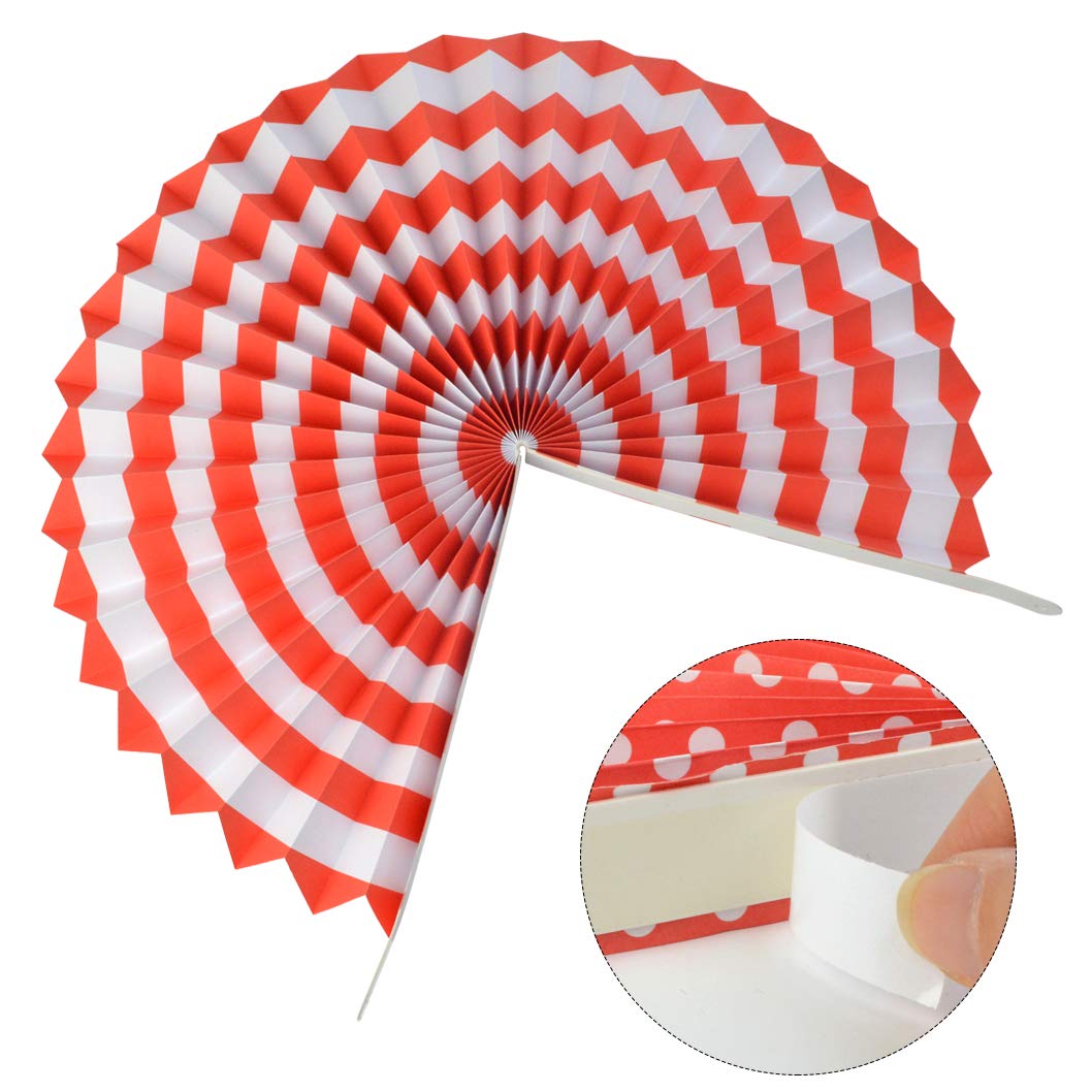 18Pc Party Hanging Paper Fans Set Decorative Red Folding Fans Party Decorations Round Fan Wall Decor Paper Garlands Flower Decoration for Birthday Festival Party Wedding Graduation Events Accessories