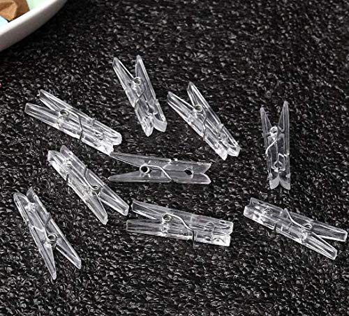 50PCS Clear Plastic Mini Spring Hanging Clips Clamps Holder Clothing Pins Paper Photos Clothes Line Clip Clothespins Clip Hanger Clips Laundry Clothespins(3.5cm x 0.7cm x 1cm)