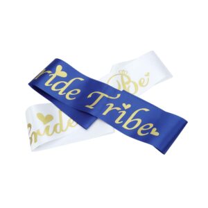 Bachelorette Party Bride Tribe Sash Set:1 Bride to Be Sash and 9 Bride Tribe Sashes Fit Bridal Shower Decorations Wedding Party Favors (Blue,10 Pcs Sash)