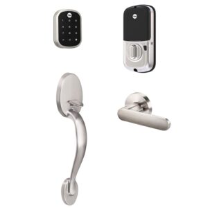 yale security b-yrd256-zw-jx-619 yale assure lock sl with z-wave with jamestown works with ring alarm, smartthings, and wink smart touchscreen deadbolt with matching handleset, satin nickel