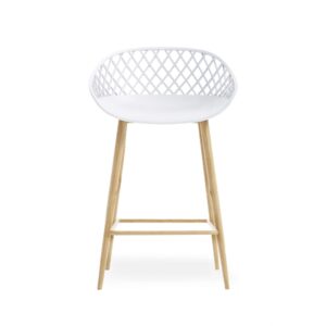 Kurv Counter Stool, Set of 2, White, Indoor/Outdoor, Patio Stools, Bar Stools