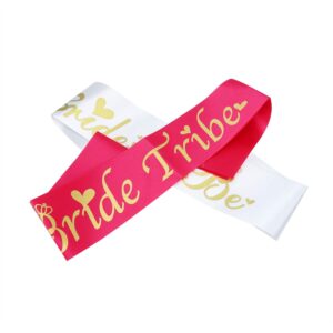 Bridesmaids Bride Tribe Sashes, Bachelorette Party Sashes and Veil Set Bridal Shower Sash Favors Gift (Pink,14 Sash with 1 Veil)