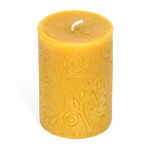 BeeTheLight Beeswax Pillar Candle - 100% Pure Bees Wax - Choose Your Size and Color - 24 Hour Burn Time - 2x3 - Unscented - Natural Light Honey Scent (Natural Yellow, Small)