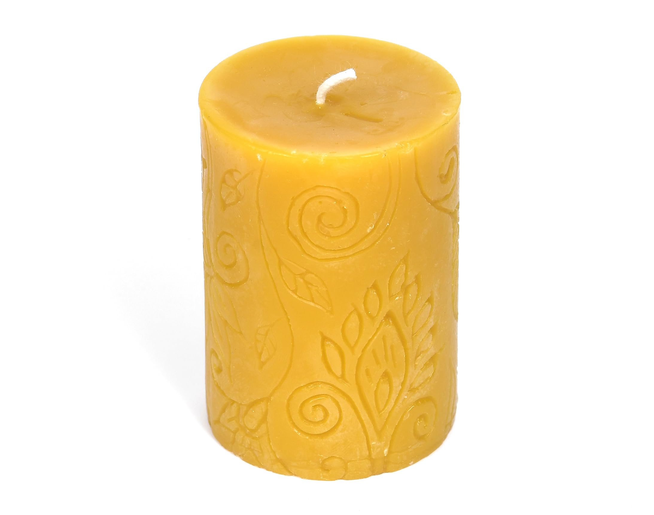 BeeTheLight Beeswax Pillar Candle - 100% Pure Bees Wax - Choose Your Size and Color - 24 Hour Burn Time - 2x3 - Unscented - Natural Light Honey Scent (Natural Yellow, Small)