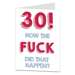 limalima funny 30th birthday card for men & women rude adult theme blank inside to add your own personal greetings