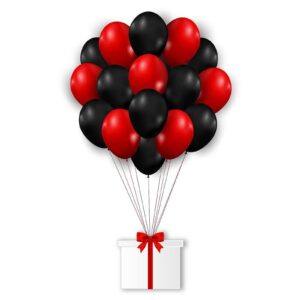 Aimto Black and Red Confetti Balloons Great for Wedding/Birthday/Baby Shower/Quinceanera/Graduation Party Decorations Supplies,12 Inch–Pack of 50