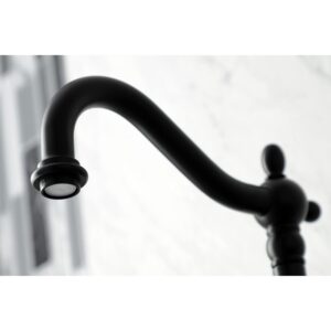 Kingston Brass KS1260AXBS Heritage Bridge Kitchen Faucet, Matte Black