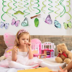 Spring Butterfly Party Supplies Hanging Swirl Decorations for Girls,Boys,Kids Home,Classroom,Baby Showers,Bridal Shower（30CT）