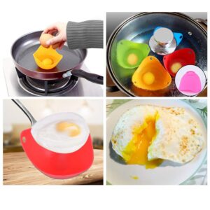 Amabest 6pcs Egg Poacher with Stand Design FDA Mini Silicone Egg Poacher Cups Egg Cooker No BPA Egg Bites Molds Poached Egg Maker Cups, for Microwave, Egg Poacher Pan, Egg Cookware, Stovetop