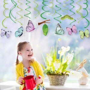 Spring Butterfly Party Supplies Hanging Swirl Decorations for Girls,Boys,Kids Home,Classroom,Baby Showers,Bridal Shower（30CT）