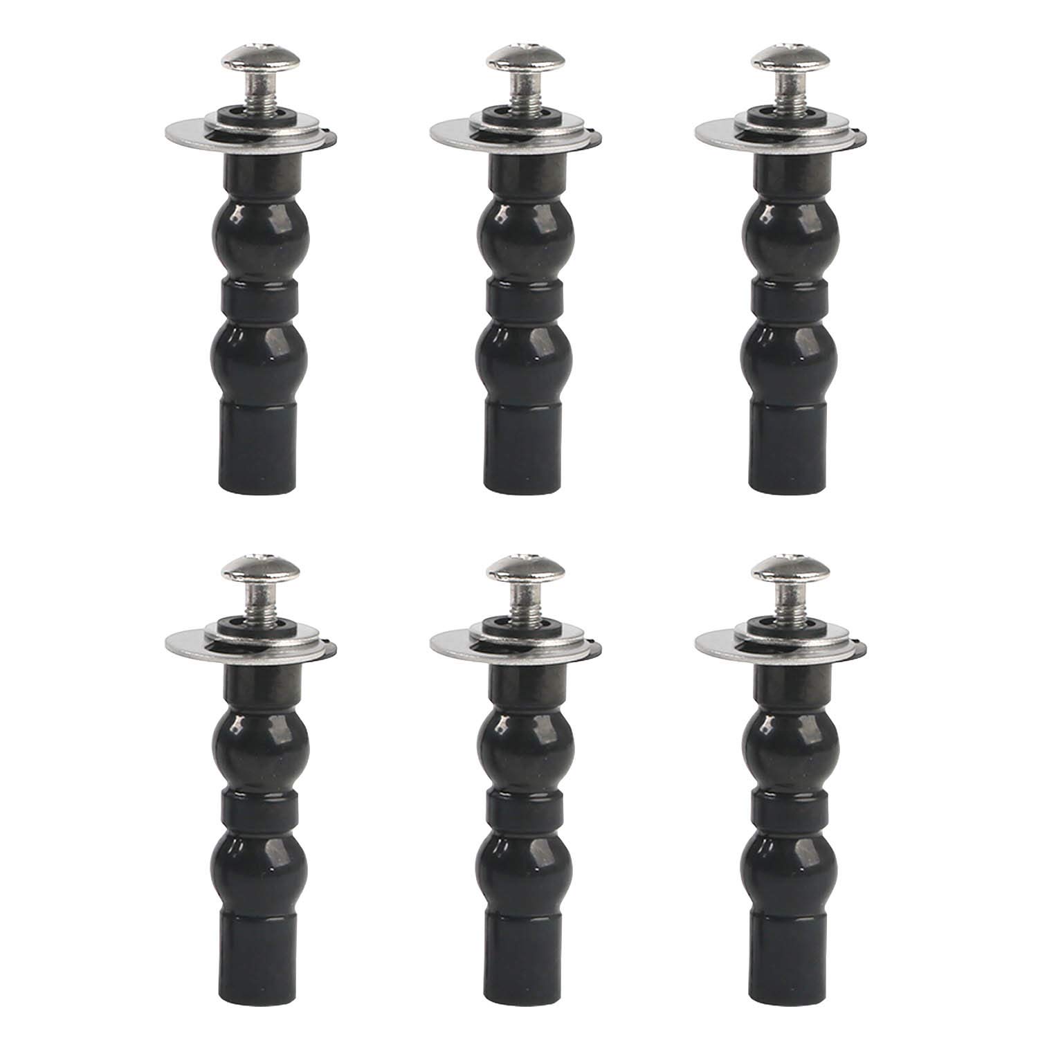 Hibbent 6 Pack Universal Toilet Seat Hinges Screw, Toilet Seat Hinges Blind Hole Fixings Expanding Rubber Top Fix Nuts Screws for Top Mounting Toilet Seat Hinges-3 Pairs (with Two Expandable Ball)