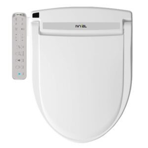 ivyel j-2 smart electric bidet for toilet seat, fits elongated toilet,warm water,heated bidet toilet seat,heated dryer,child function,stainless steel self-cleaning nozzle,led night light